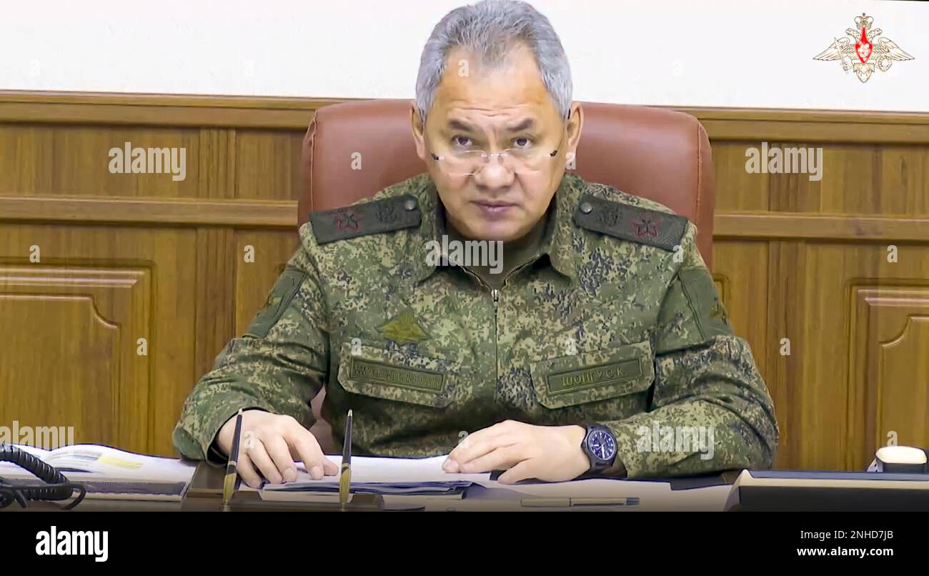 In this handout photo taken from video released by Russian Defense ...