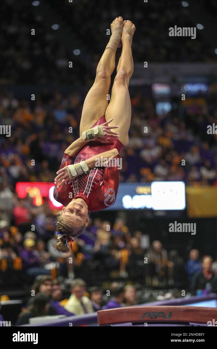 January 16, 2023: Oklahoma's Katherine Levasseur leaps from the vault ...