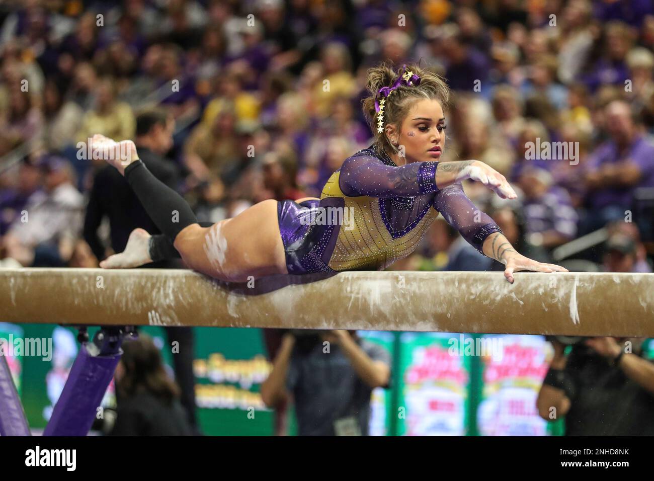 January 16, 2023: LSU's KJ Johnson competes on the balance beam during ...