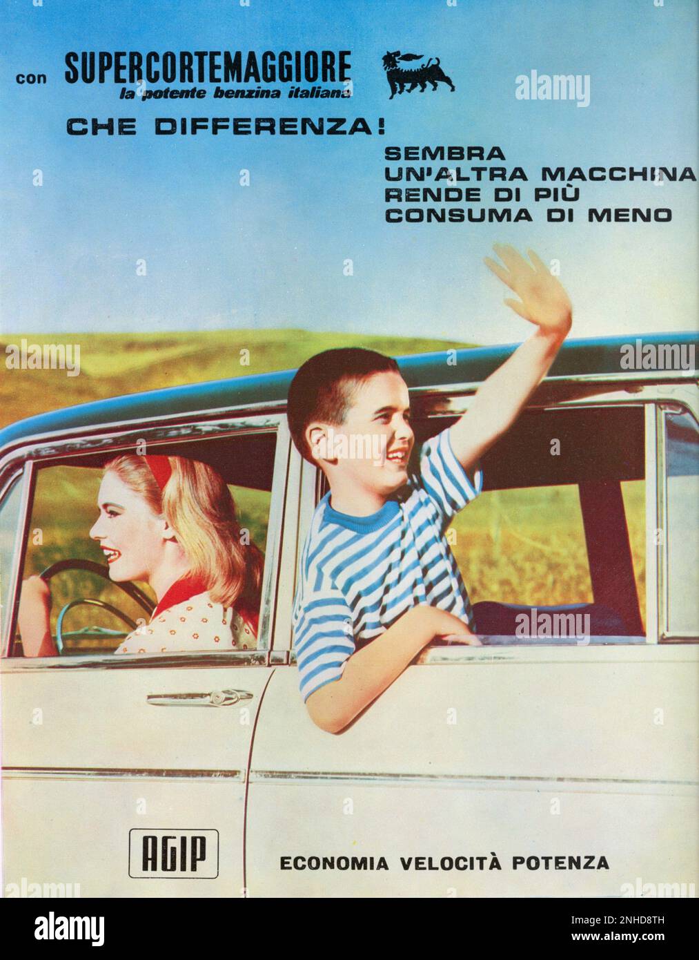 1961 : Italian advertising for the AGIP gasoline , SUPERCORTEMAGGIORE ...