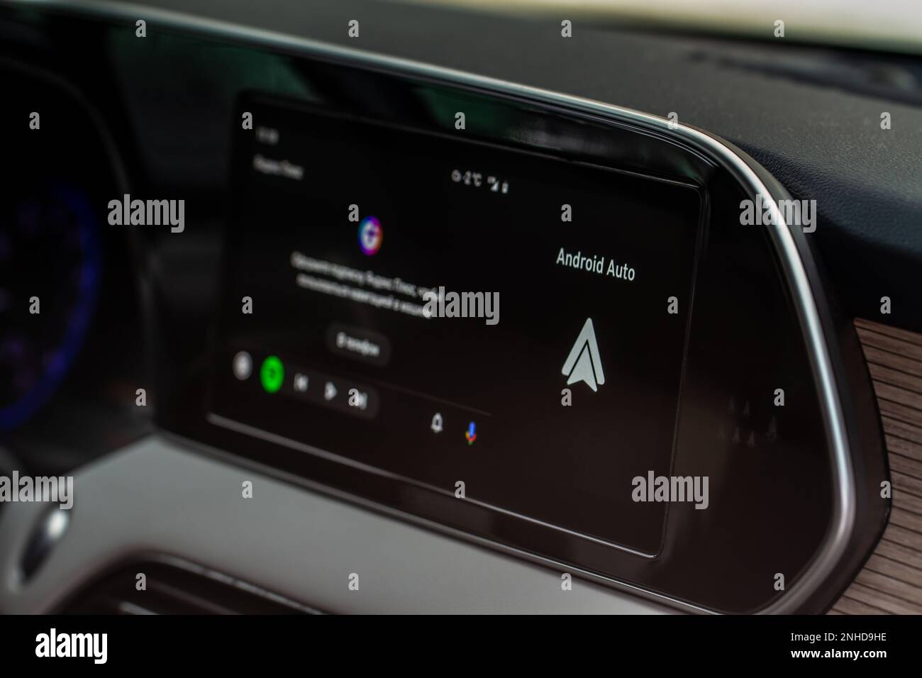 Moscow, Russia - December 18, 2021 Android Auto on the screen ...