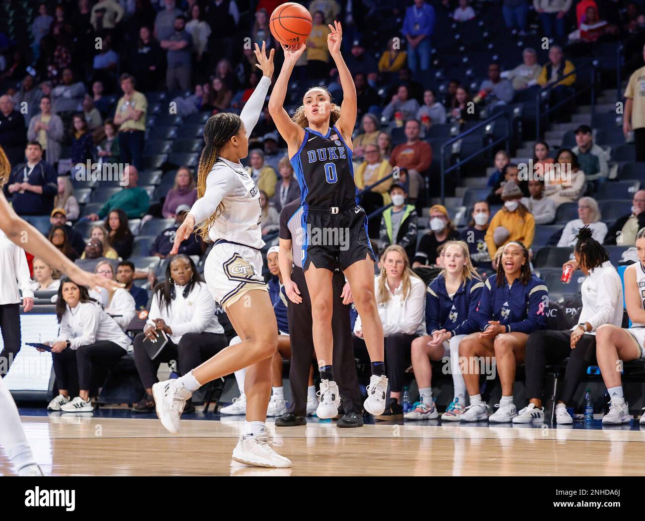 January 15, 2023: Duke's Celeste Taylor (0) shoots over Georgia Tech's ...