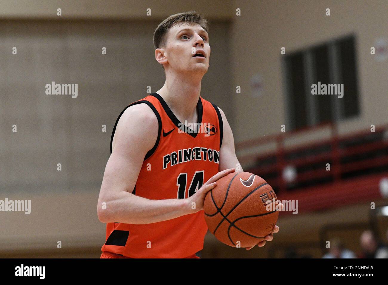 PROVIDENCE, RI - JANUARY 14: Princeton Tigers guard Matt Allocco (14) shoots a free throw during ...