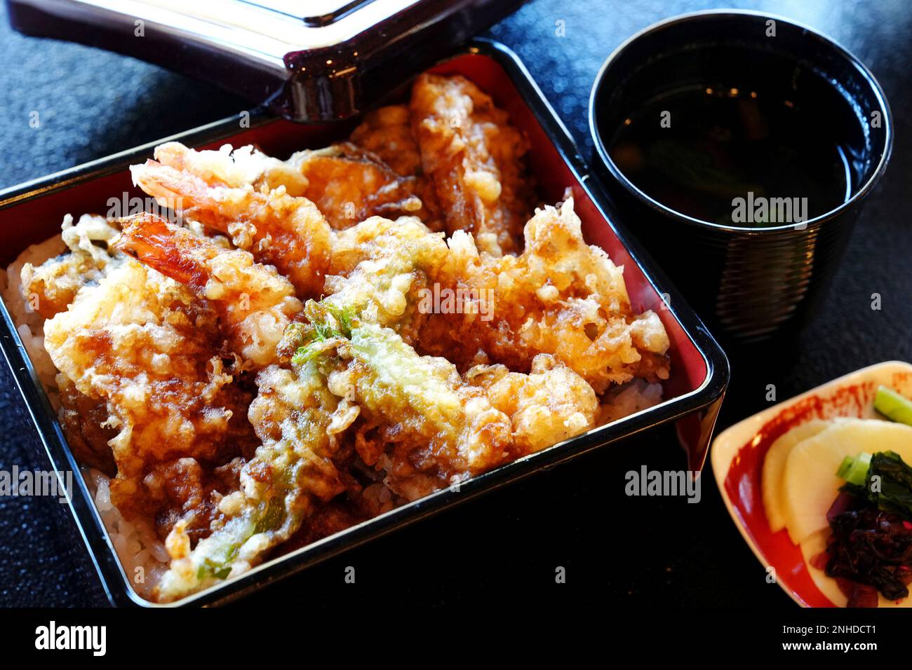 A picture shows a traditional Japanese cuisine Tenju in Tokyo on Jan. 12, 2023. Tenju is a box ...