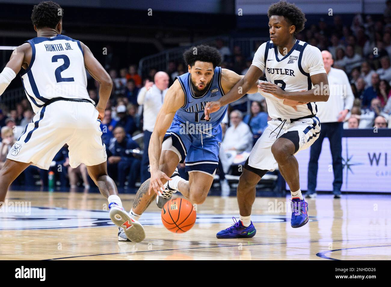 INDIANAPOLIS, IN - JANUARY 13: Villanova Wildcats guard Caleb Daniels ...