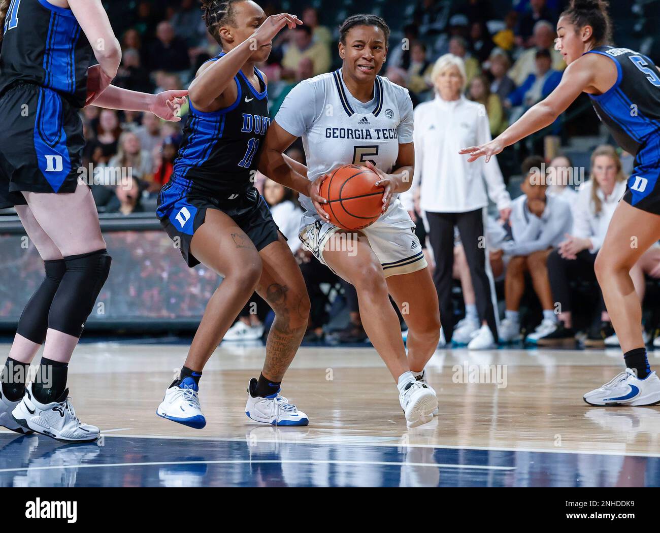 January 15, 2023: Georgia Tech's Tonie Morgan (5) gets inside against ...