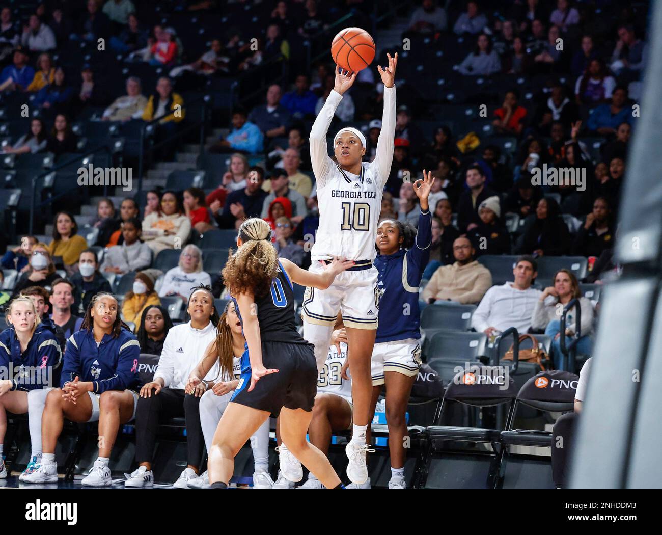 January 15, 2023: Georgia Tech's Bianca Jackson (10) shoots over Duke's ...