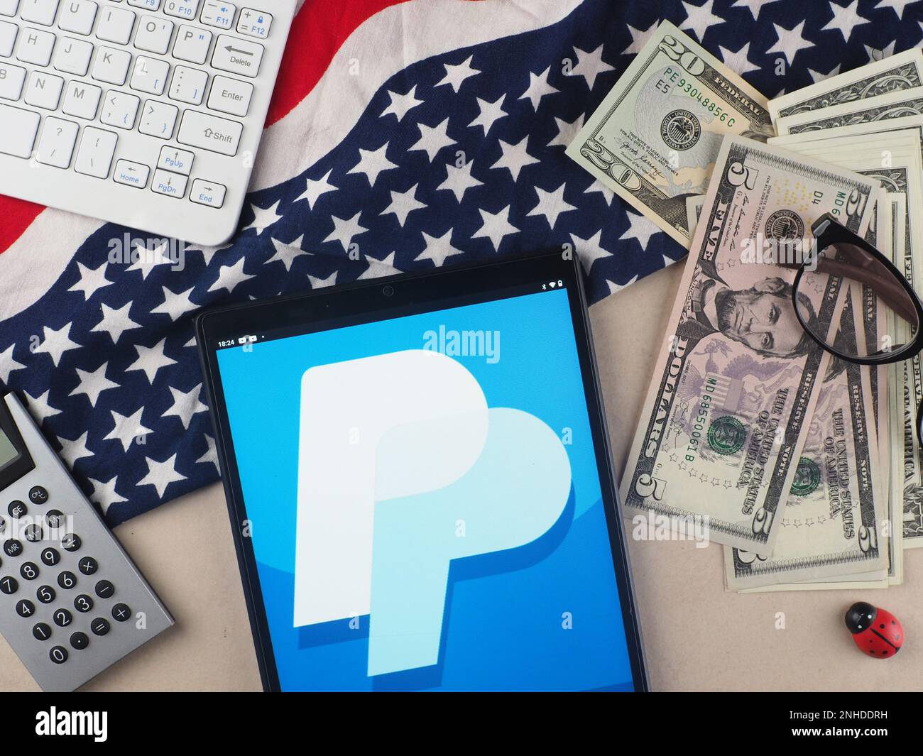 In this photo illustration, PayPal Holdings, Inc. logo seen displayed ...