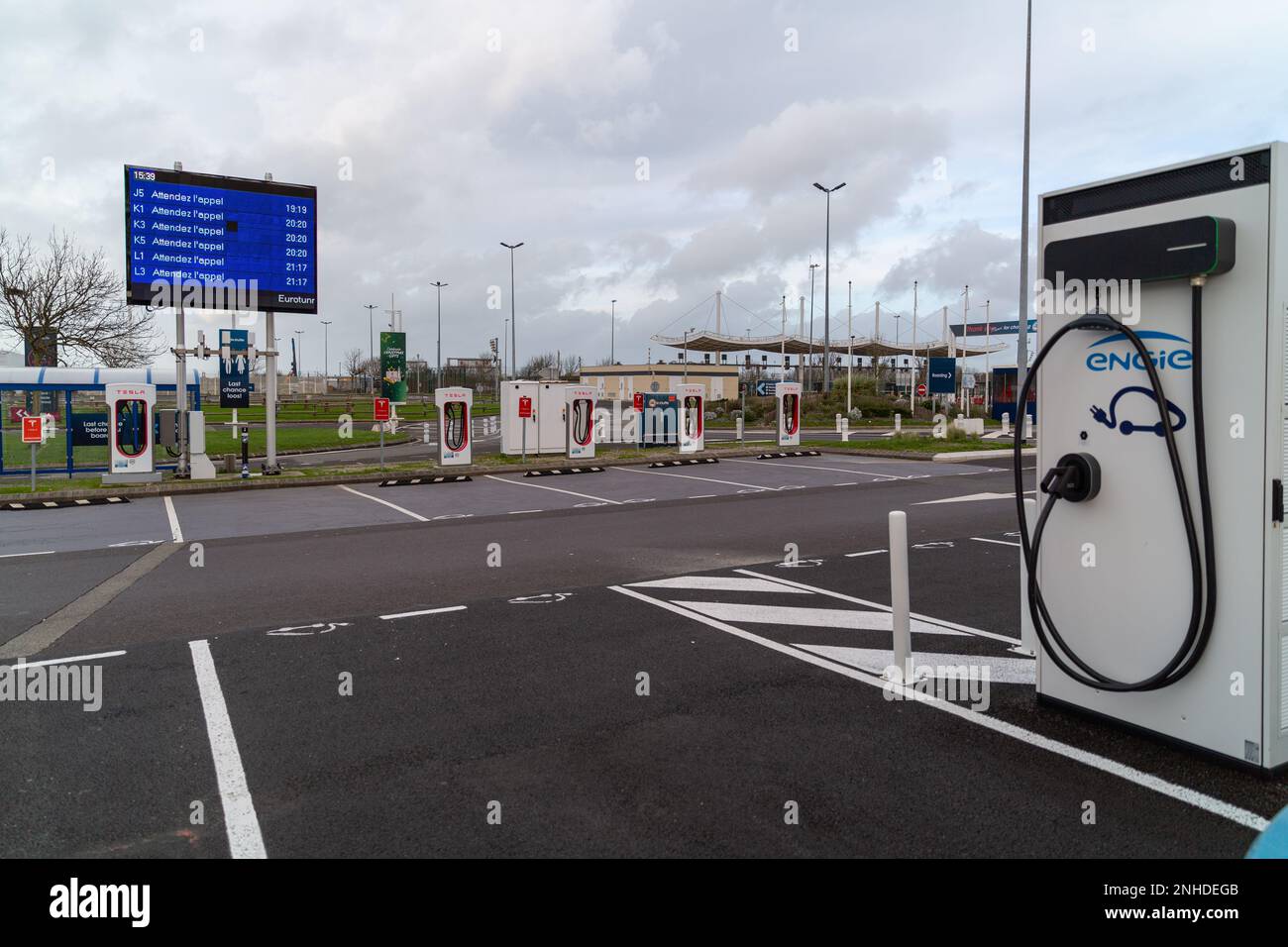 Engie EV Charger Eurotunnel terminal Calais France Stock Photo - Alamy
