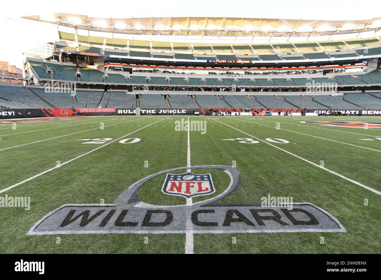 CINCINNATI, OH - JANUARY 15: A NFL Wild Card logo is displayed on the ...