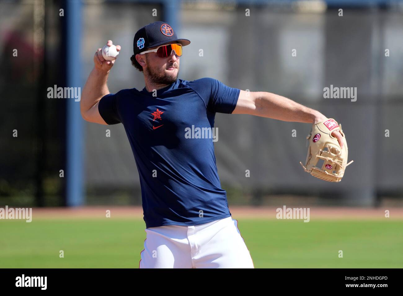 Houston Astros infielder Alex Bregman throws during spring training ...