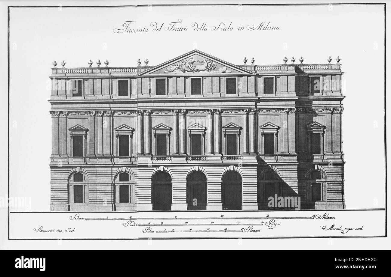 The projet of the LA SCALA THEATRE in Milano by the architect GIUSEPPE ...