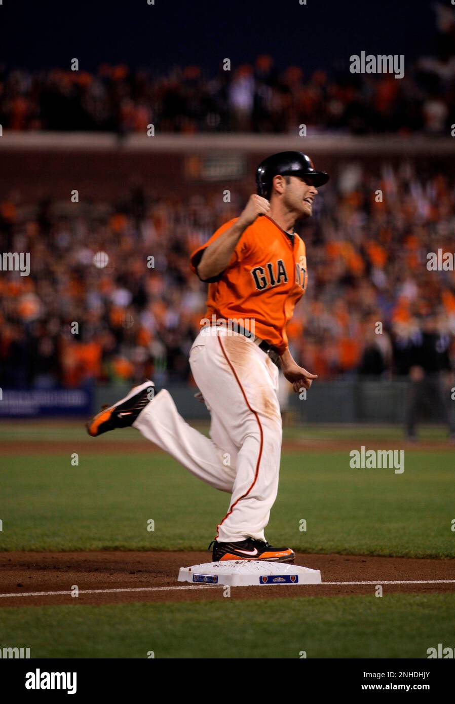 Giants Pat Burrell rounds third base after his 3 run home run in the ...