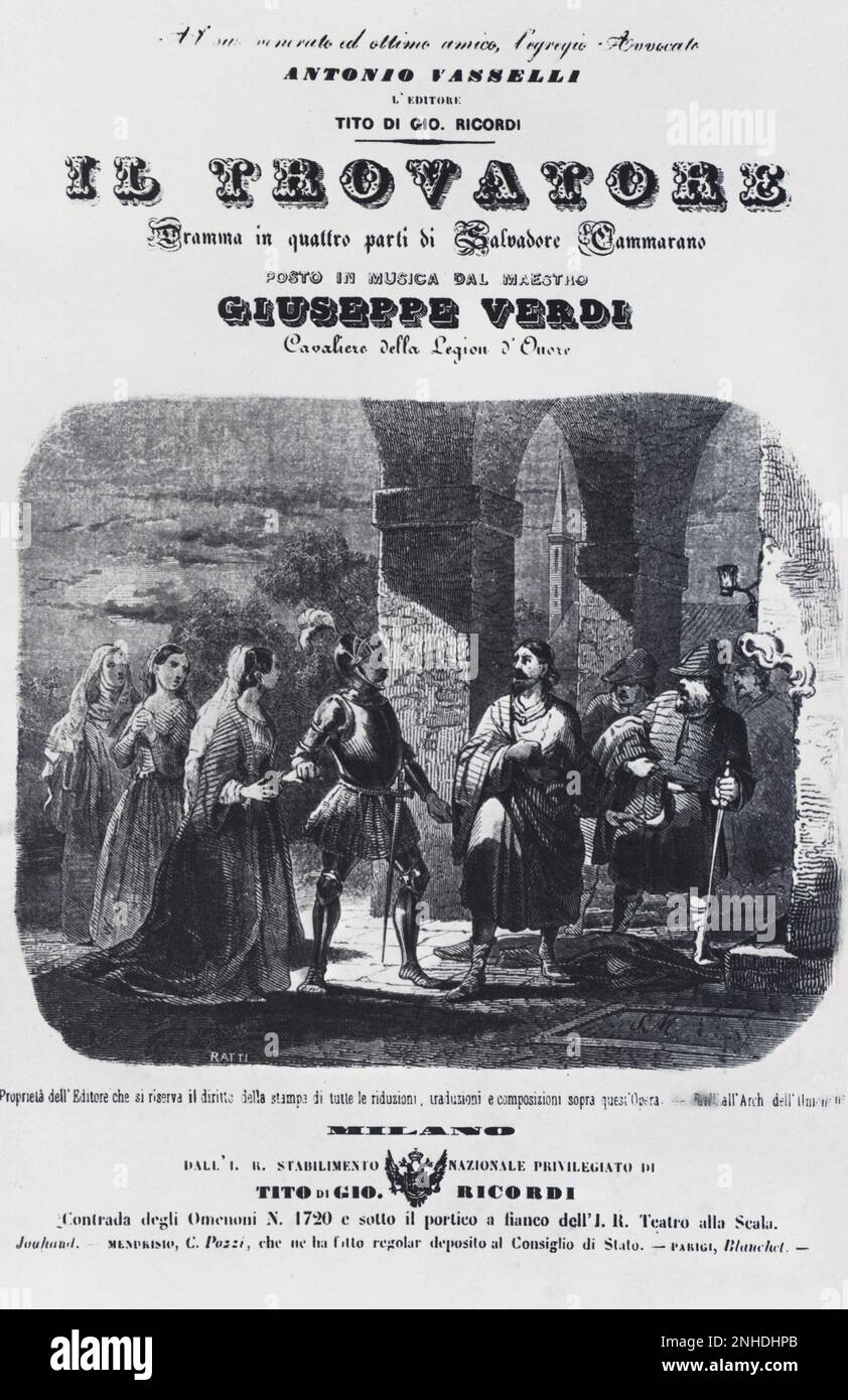 The frontespiece of the score of IL TROVATORE by GIUSEPPE VERDI ...