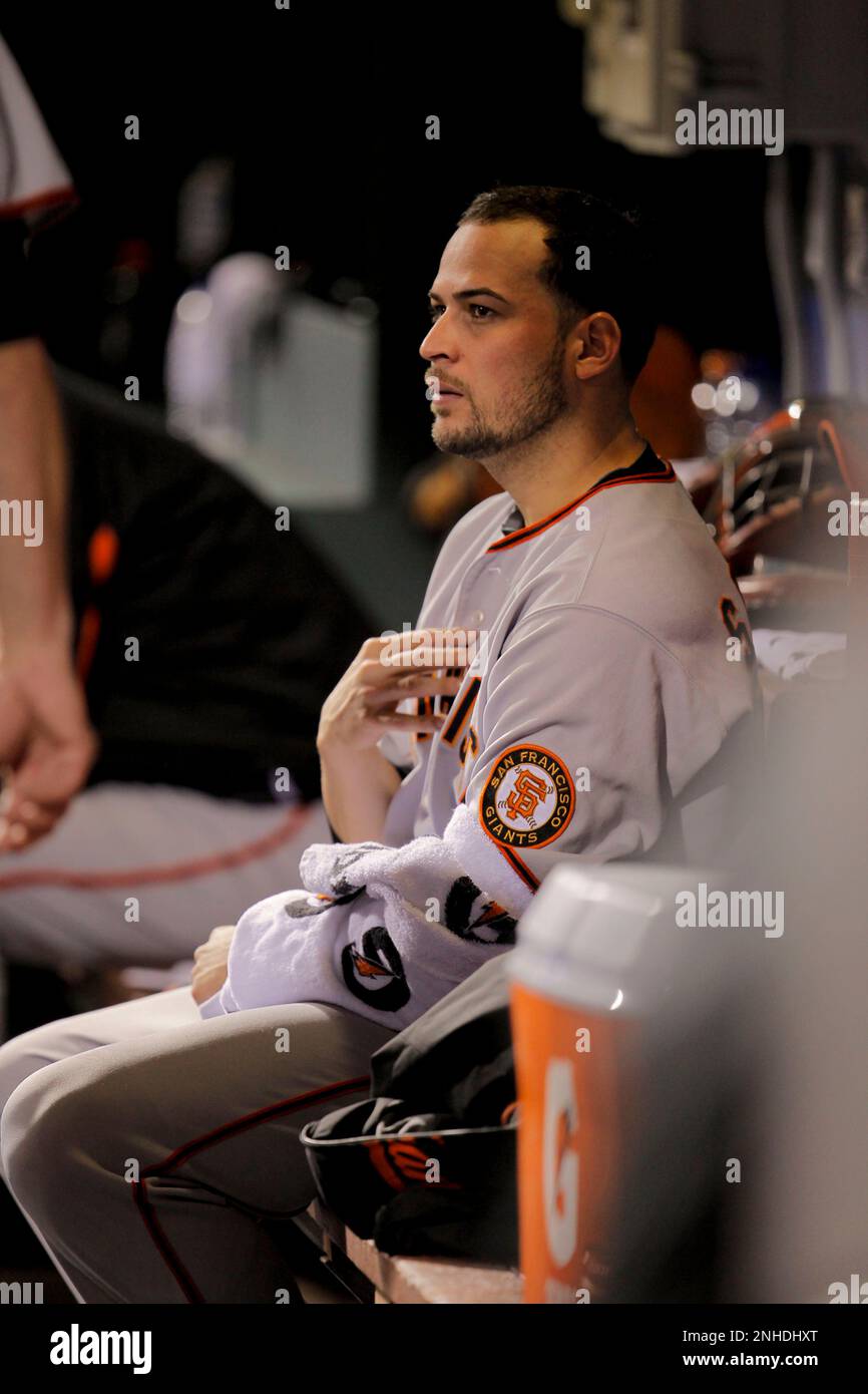 Giants starting pitcher Jonathan Sanchez, sits in the dugout after ...