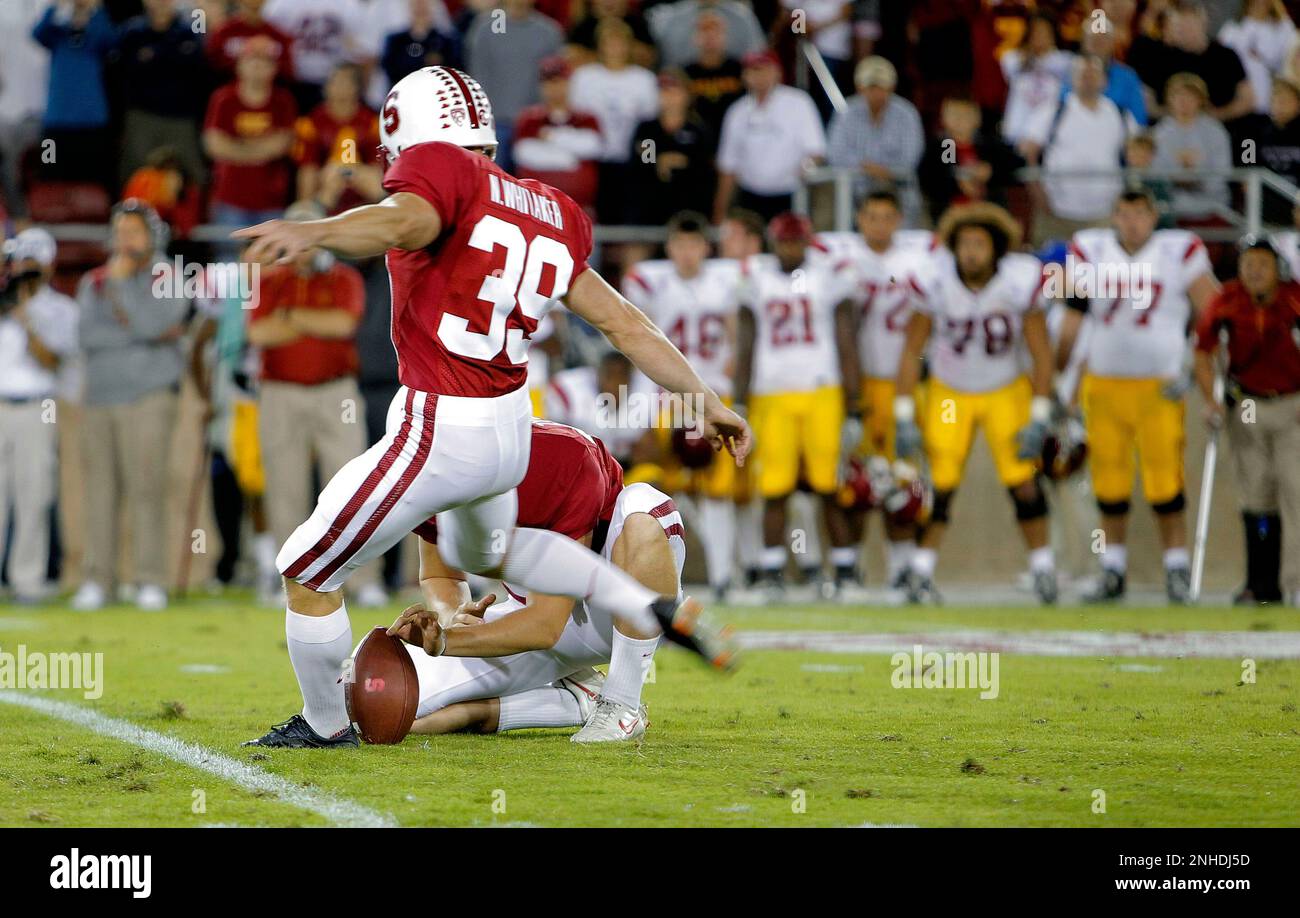 Stanford's Nate Whitaker kicks the game-winning field goal as the USC ...