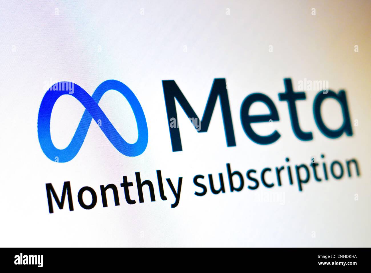 In this photo illustration, the Meta Platforms logo and the words ...