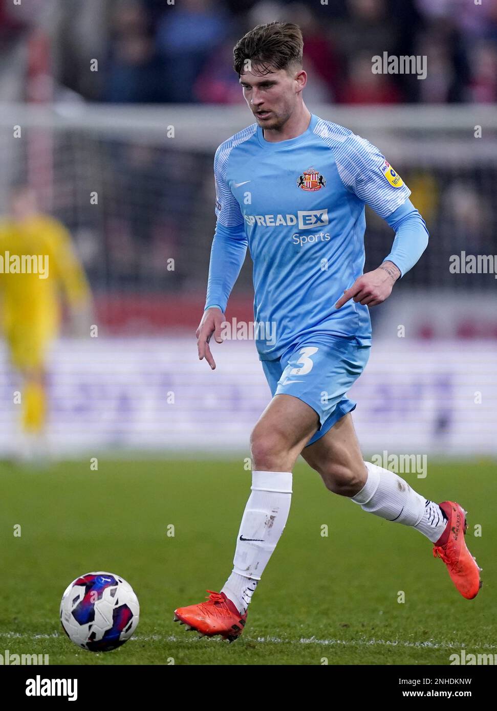 Sunderland's Dennis Cirkin in action during the Sky Bet Championship ...