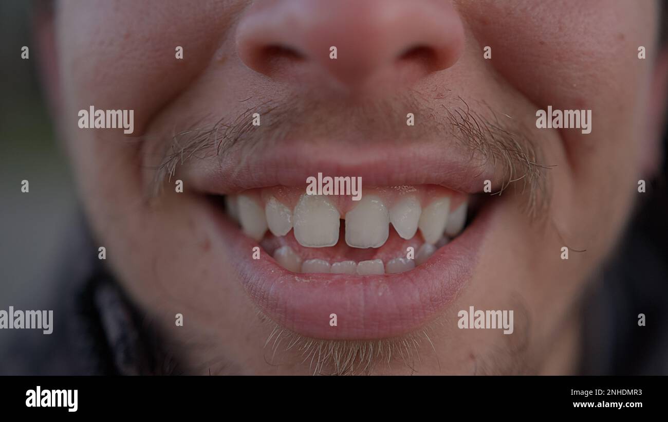 Extreme Close-up Smile of a Handsome Young Man with a Toothy Grin Stock ...