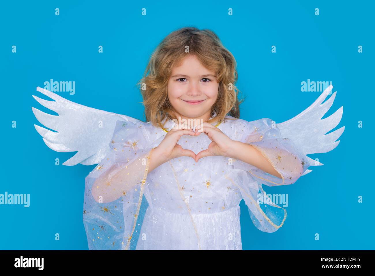 Cute angel child, studio portrait. Angel kid with angels wings ...