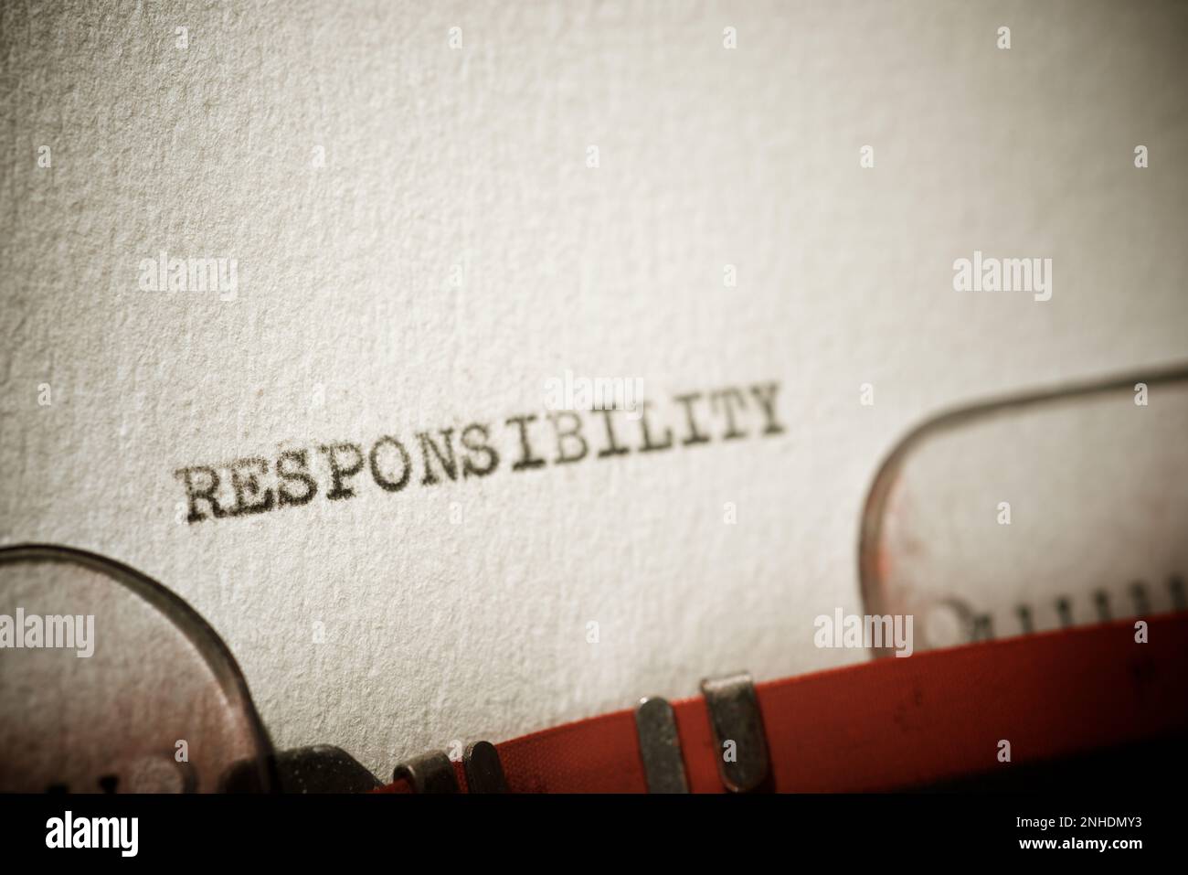 Responsibility word written with a typewriter Stock Photo - Alamy