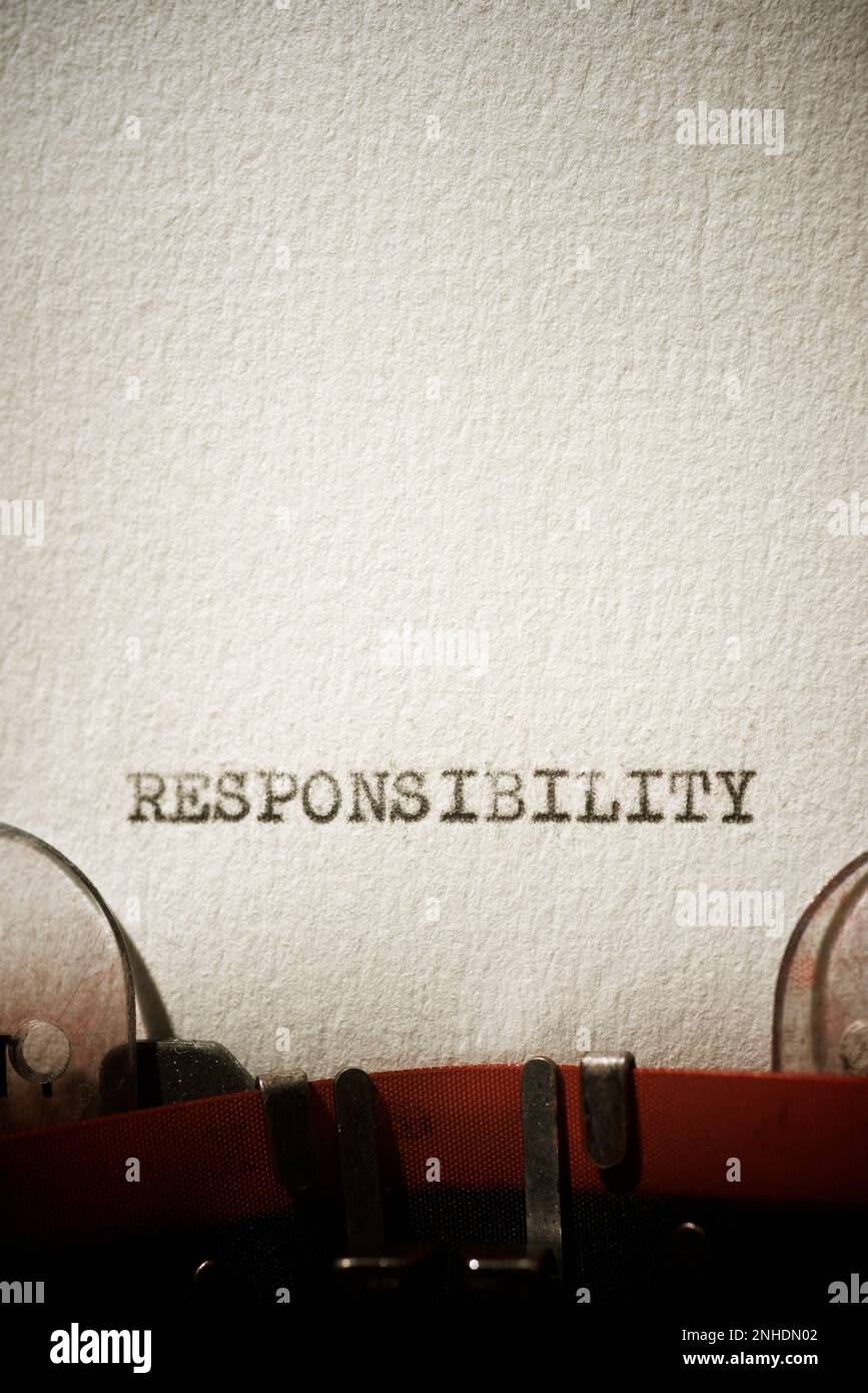 Responsibility word written with a typewriter Stock Photo - Alamy