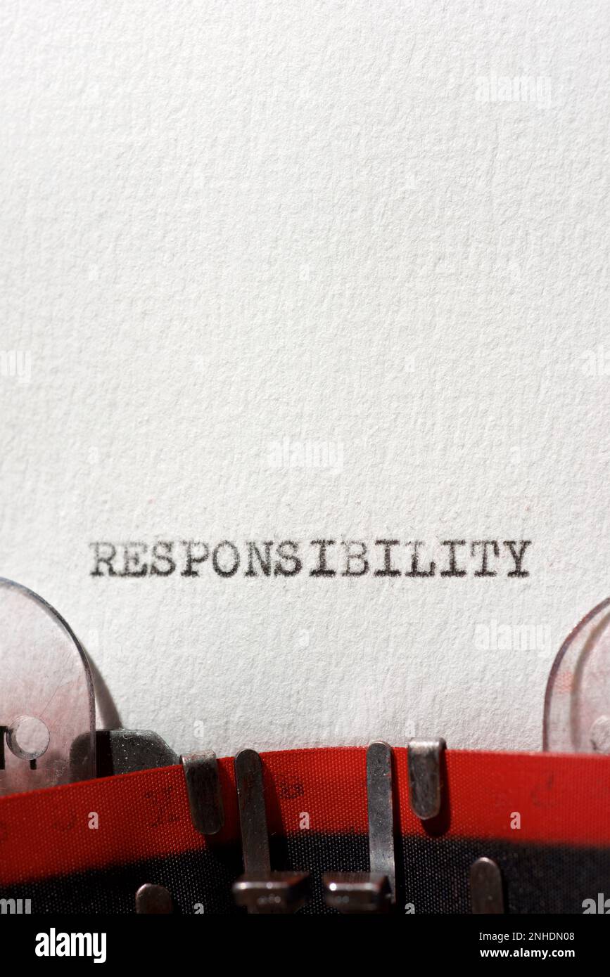 Responsibility word written with a typewriter Stock Photo - Alamy