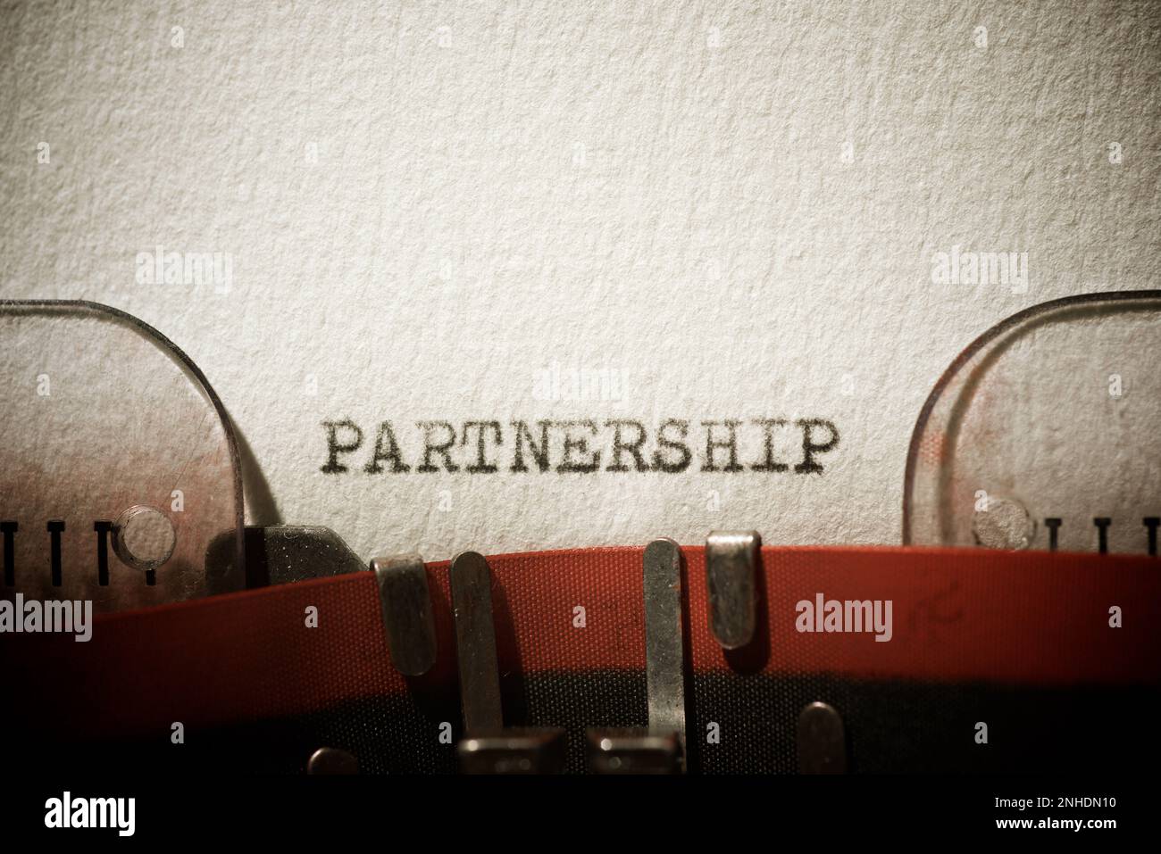 Partnership word written with a typewriter Stock Photo - Alamy