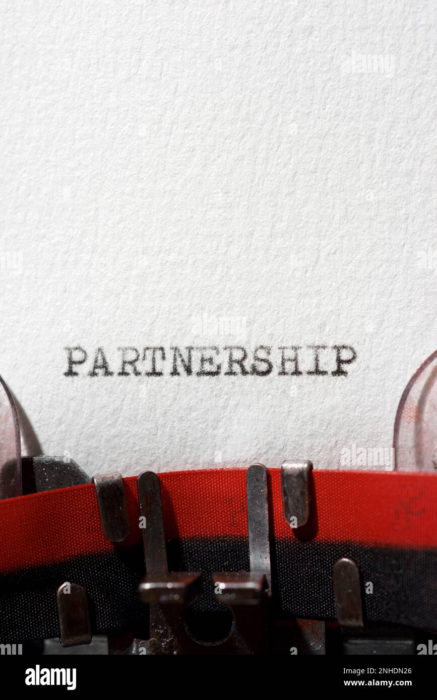 Partnership word written with a typewriter Stock Photo - Alamy