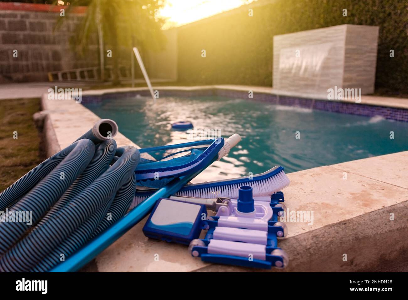 Swimming pool cleaning and maintenance kit, image of pool cleaning and ...