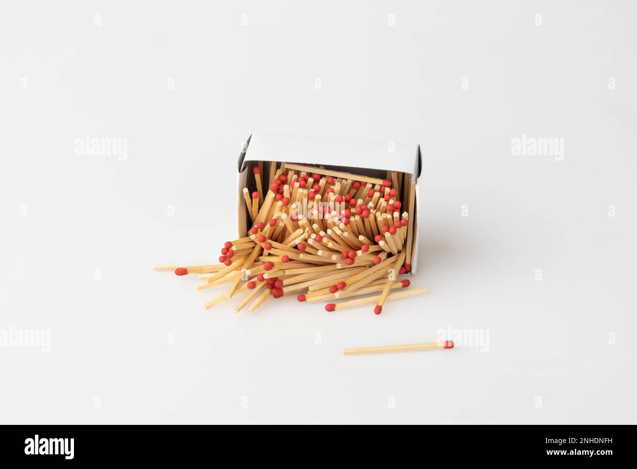 Matches falling out of box, white background Stock Photo - Alamy