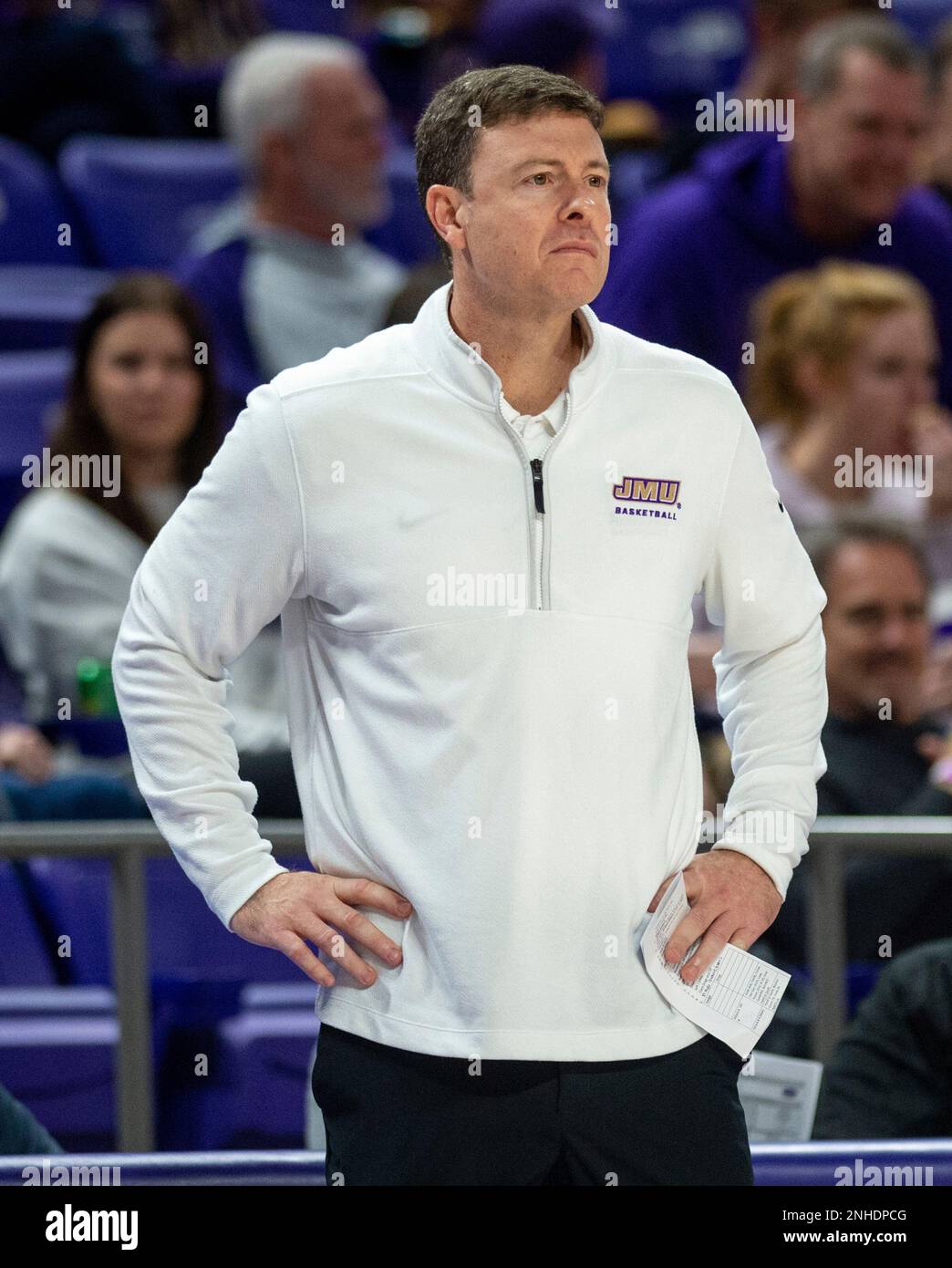 James Madison head coach Mark Byington watches his team during the ...