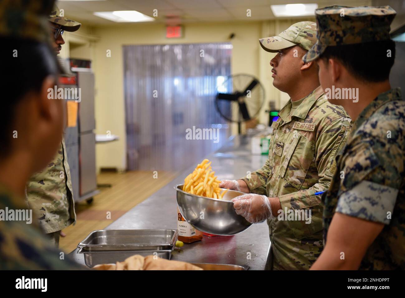 U.S. Air Force Airman 1st Class Shawn Pedrus, food service member with ...