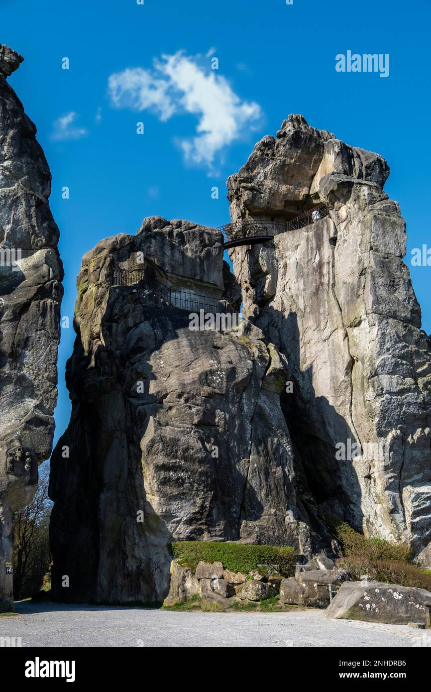 Externsteine, sandstone formation, Teutoburg Forest, Horn-Bad Meinberg ...