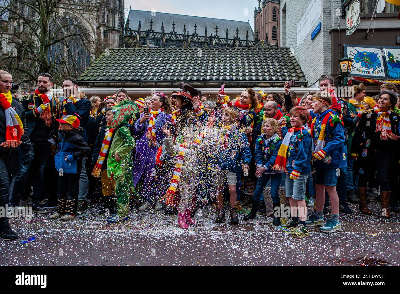 A little boy in the middle of the crowd seen throwing confetti during ...