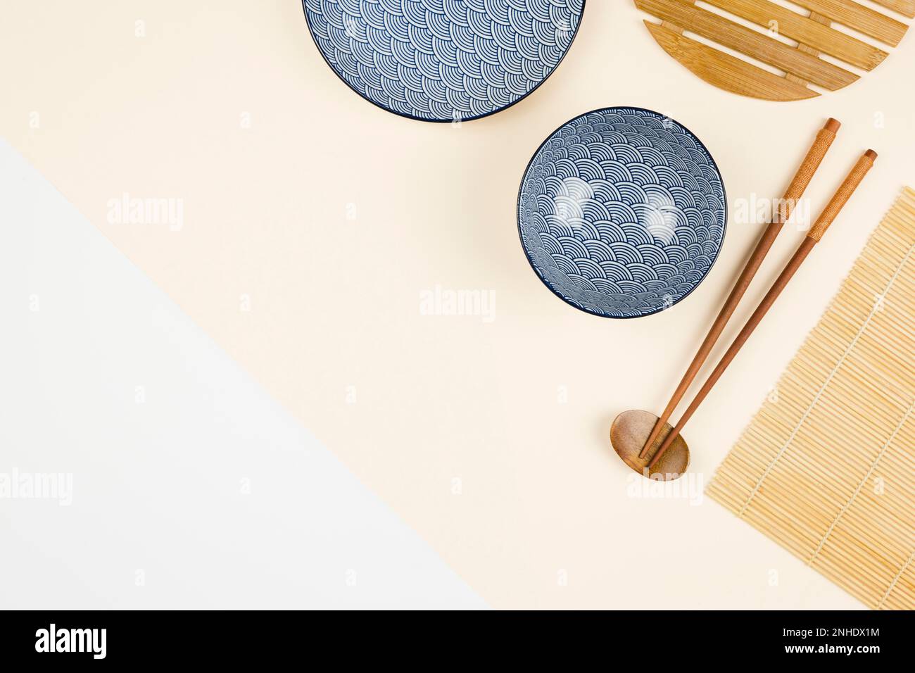 top view asian tableware Stock Photo - Alamy