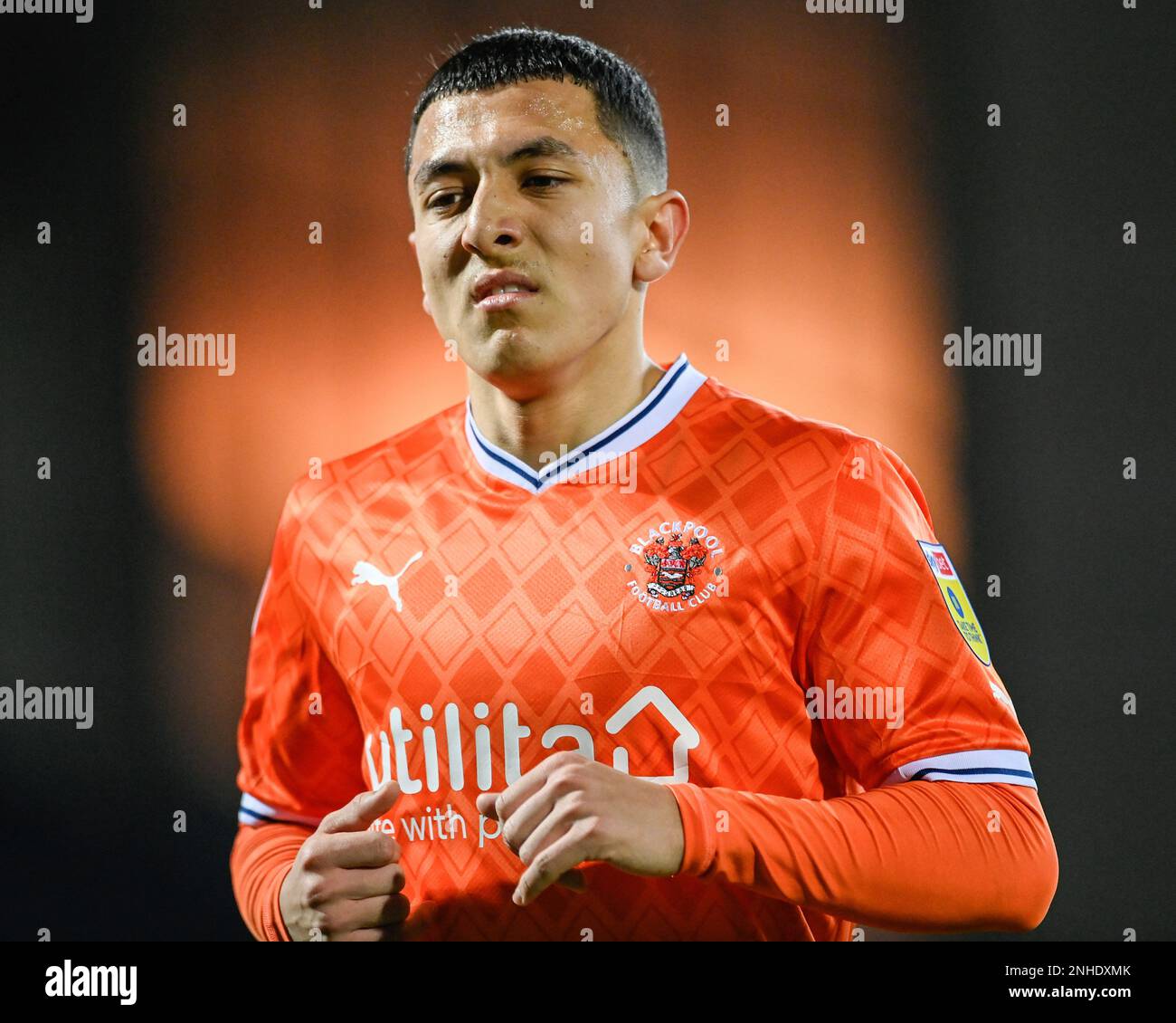 Ian Poveda #26 of Blackpool during the Sky Bet Championship match ...