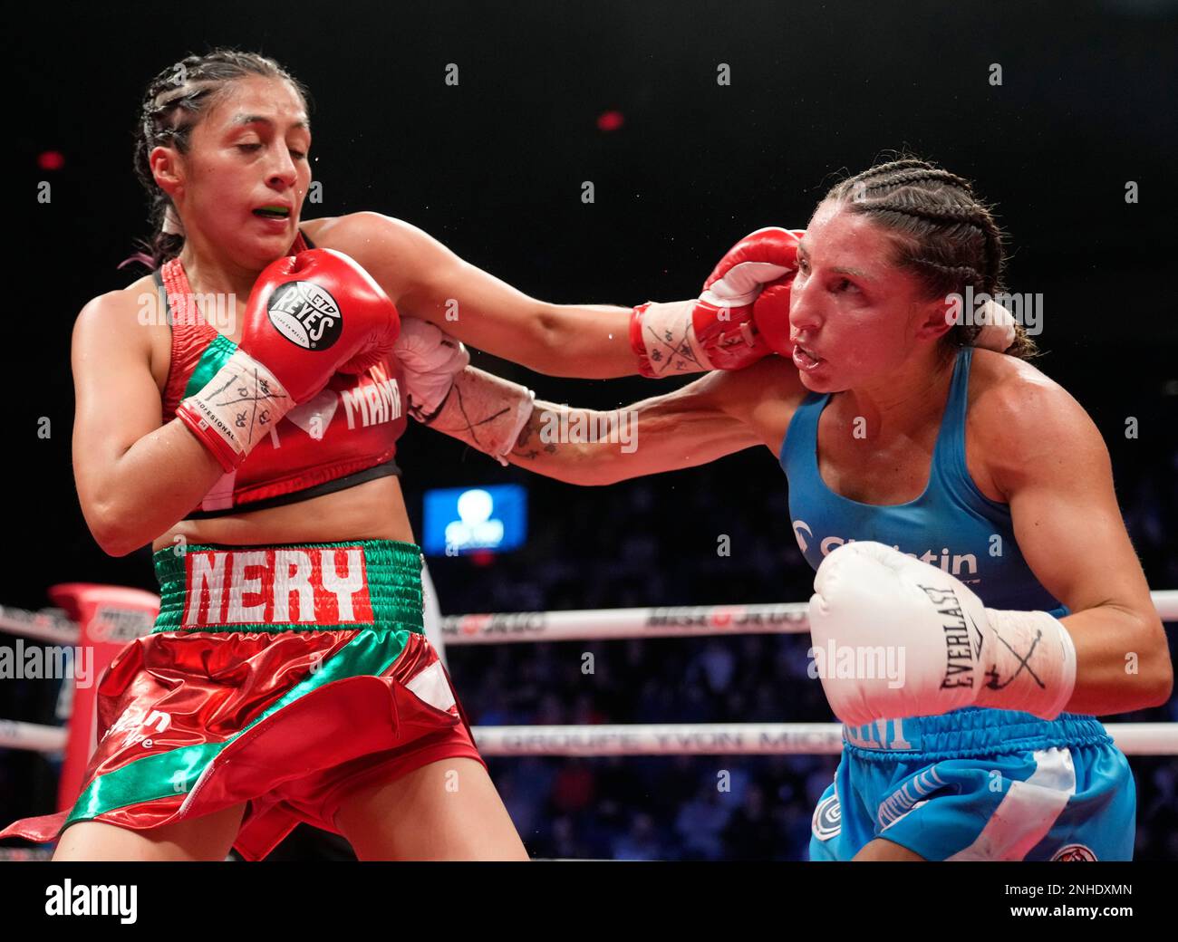Kim Clavel, right, of Canada, and Jessica Nery Plata, from Mexico ...
