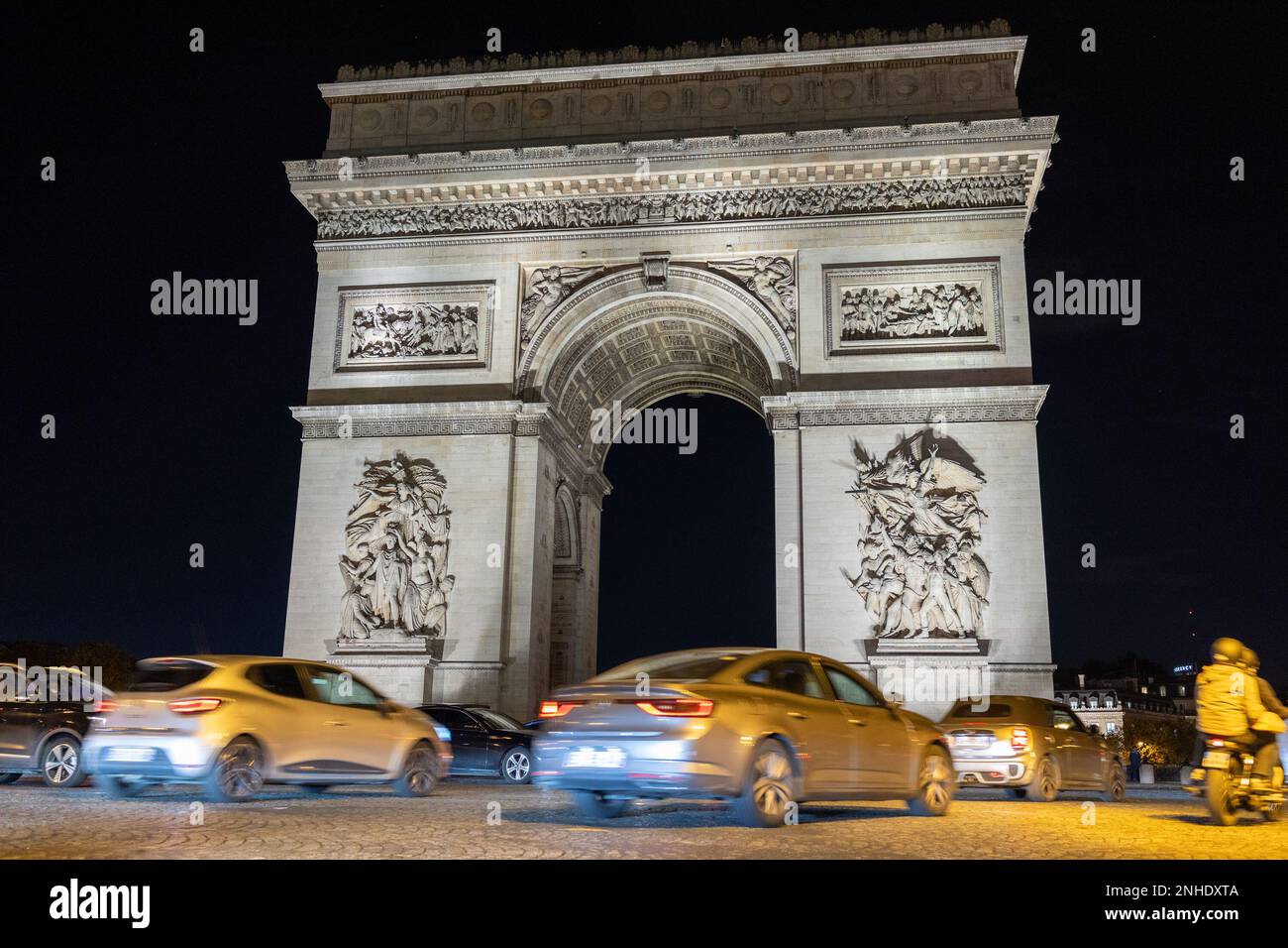 The Victory Gate in Paris. Arc de Triomphe and Champs Elysees Stock ...