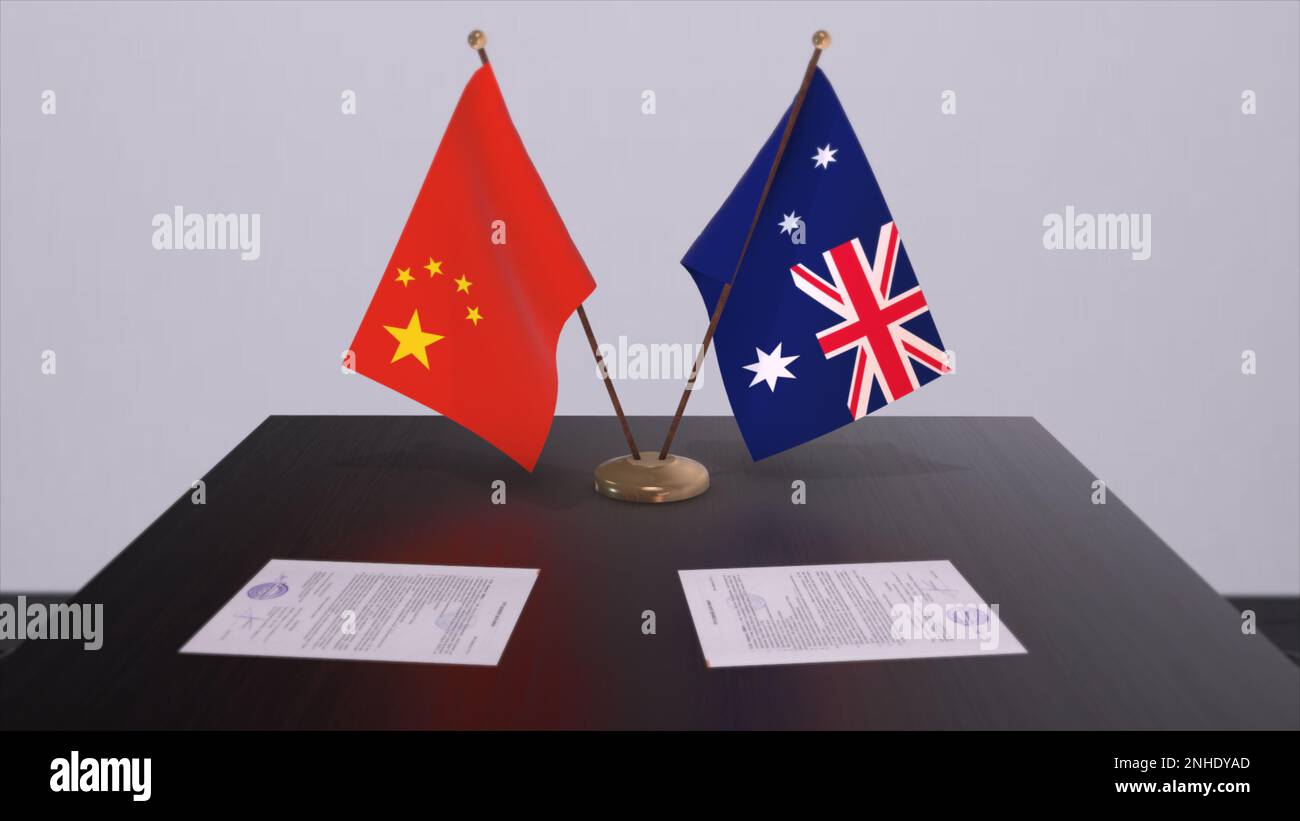Australia and China flag. Politics concept, partner deal between ...