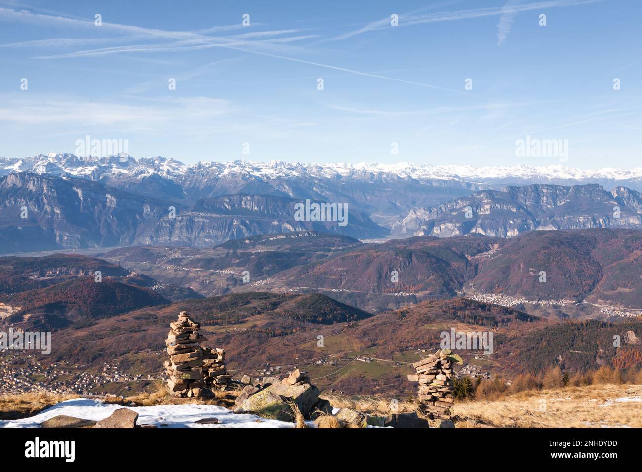Landscape from Costalta mount top. Italian Alps panorama. Baselga di ...