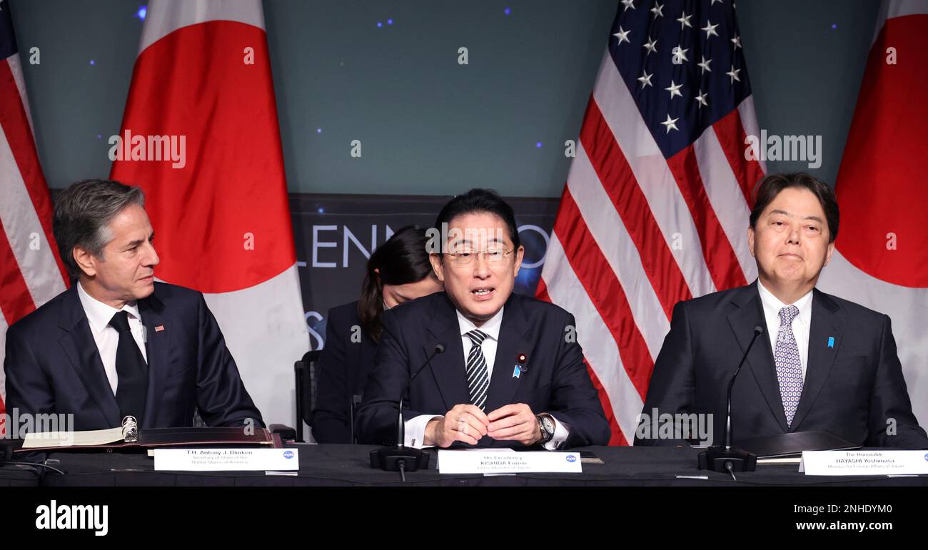 (L-R) U.S. Secretary of State Antony John Blinken, Japanese prime ...