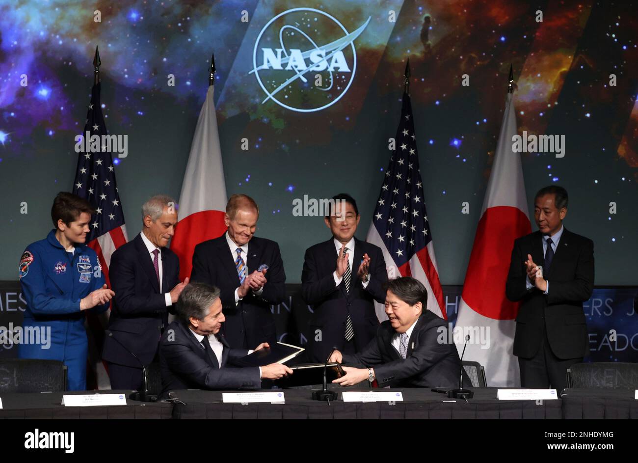 U.S. Secretary of State Antony John Blinken (front row left) and ...