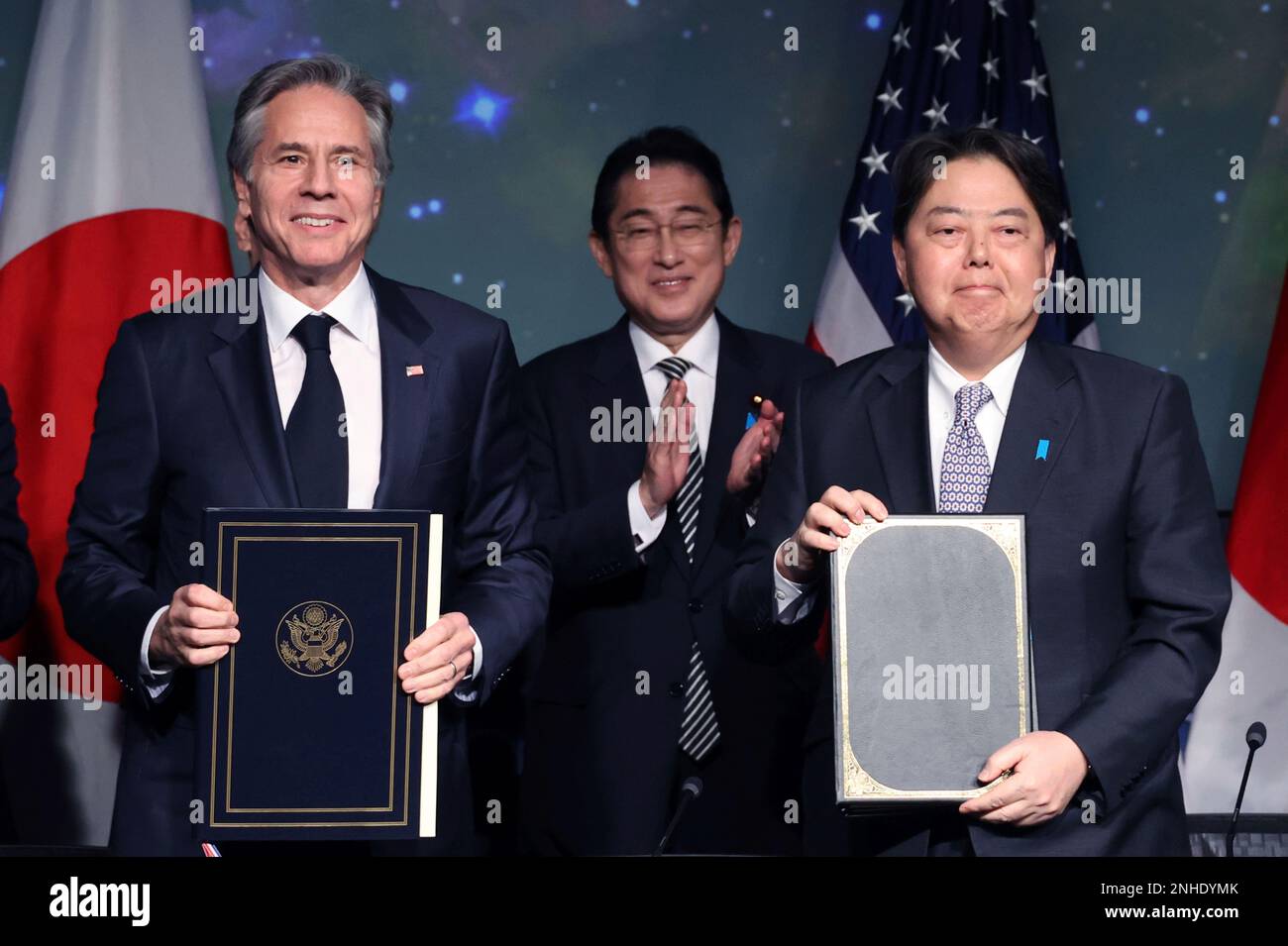 U.S. Secretary of State Antony John Blinken (L) and Japanese Foreign ...