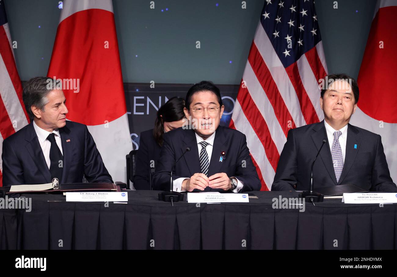 (L-R) U.S. Secretary of State Antony John Blinken, Japanese prime ...