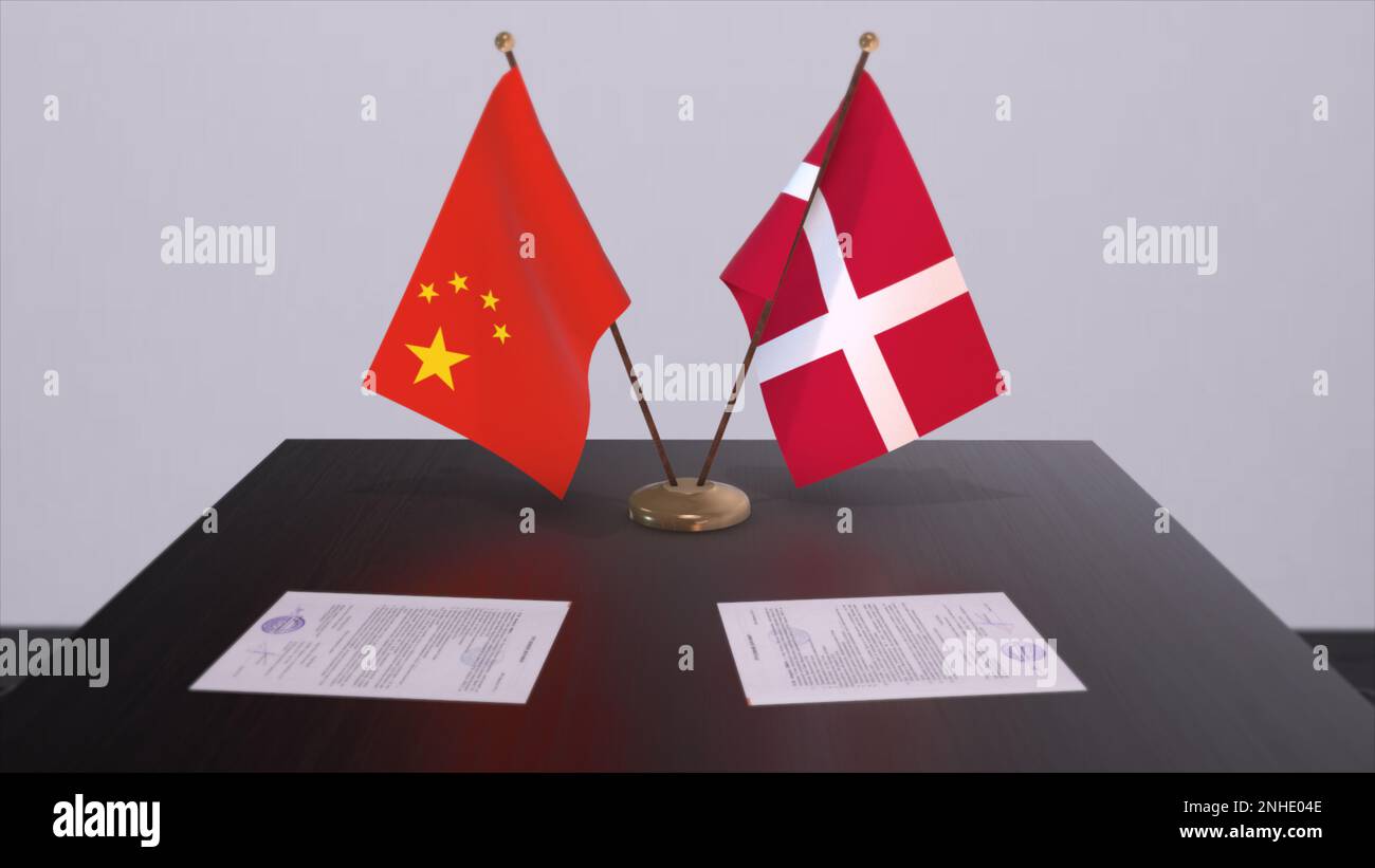Denmark and China flag. Politics concept, partner deal between ...