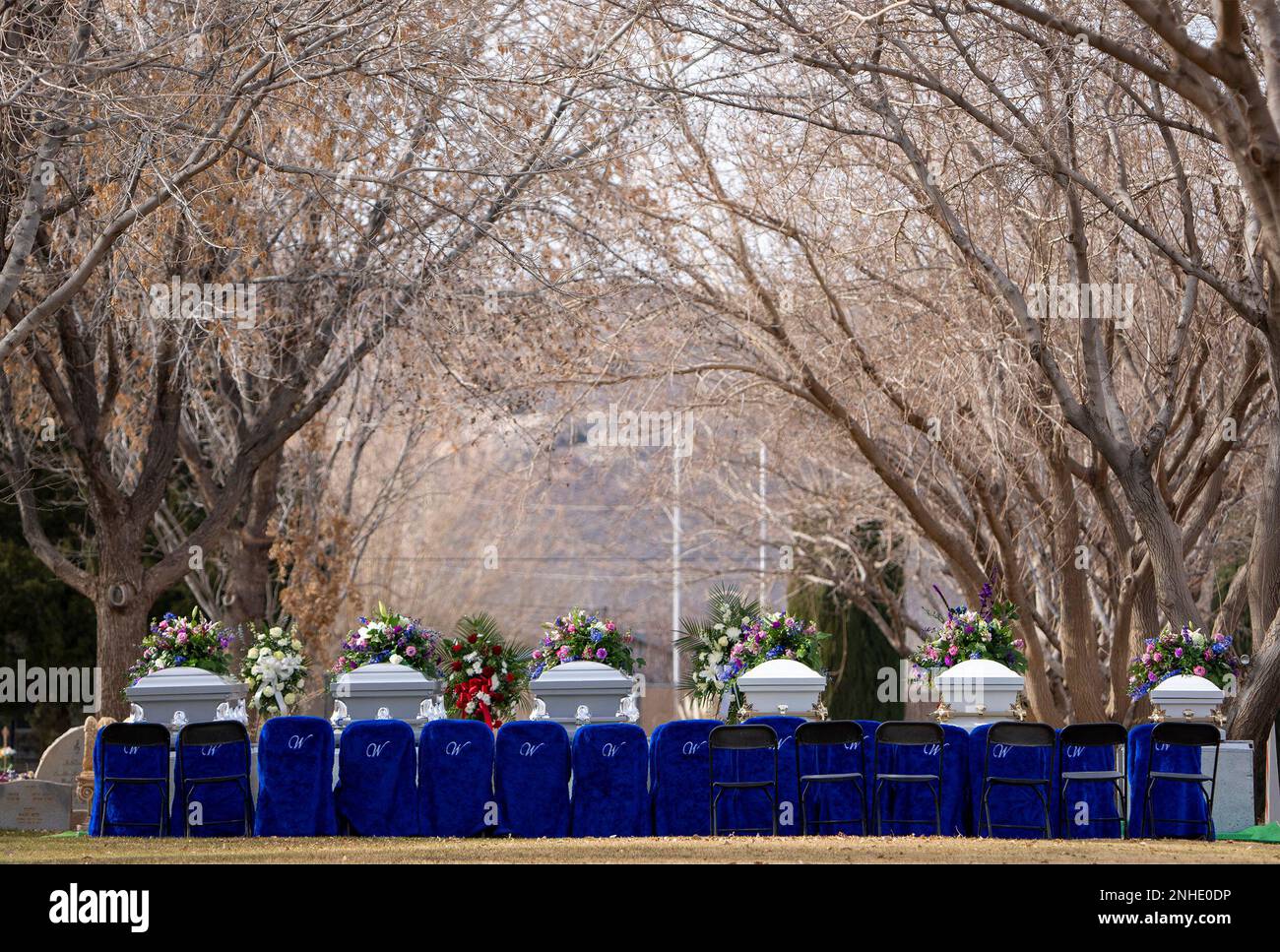 The caskets of Tausha Haight and her five children, Macie Lynn, 17 ...