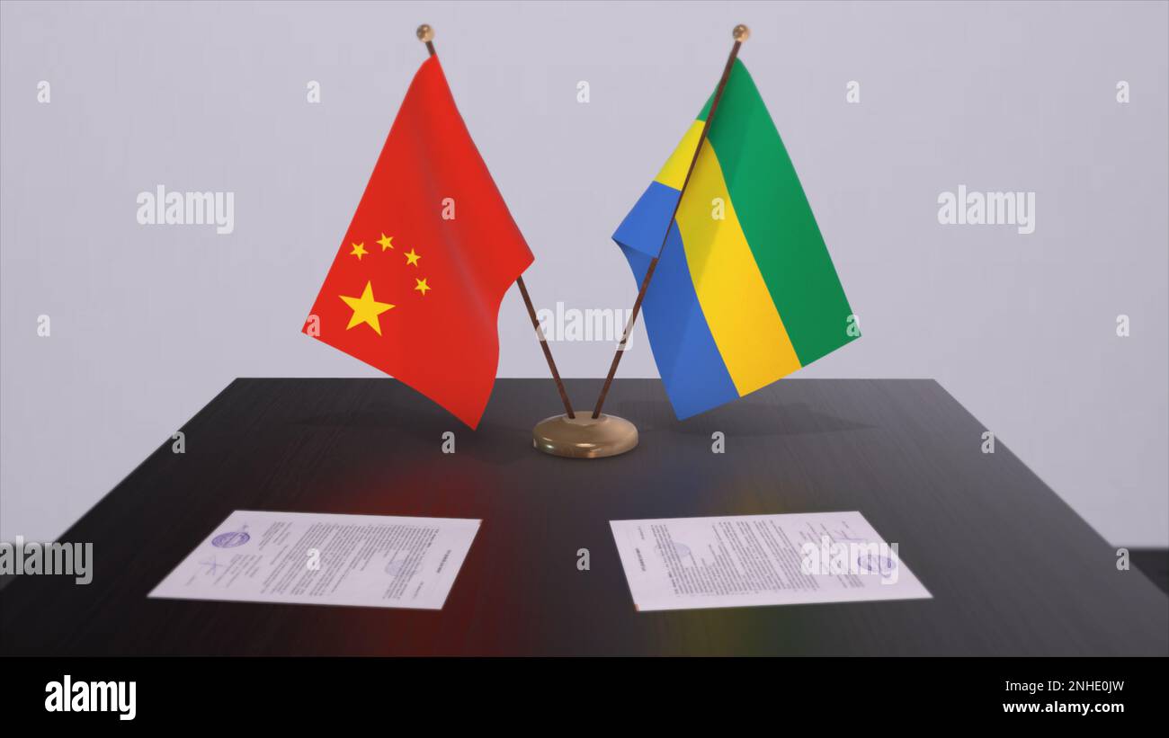 Gabon and China flag. Politics concept, partner deal between countries ...