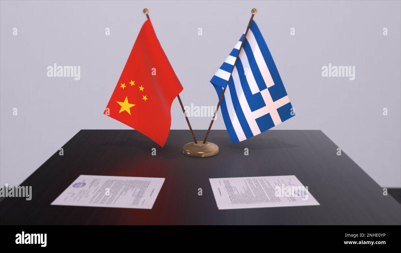 Greece and China flag. Politics concept, partner deal between countries ...