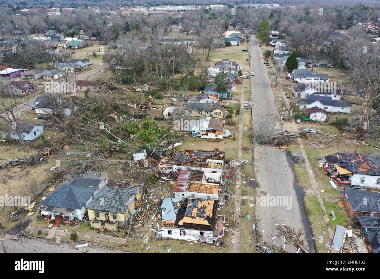 This image taken with a drone shows tornado damage, Friday, Jan. 13 ... This image taken with a drone shows tornado damage, Friday, Jan. 13 ...